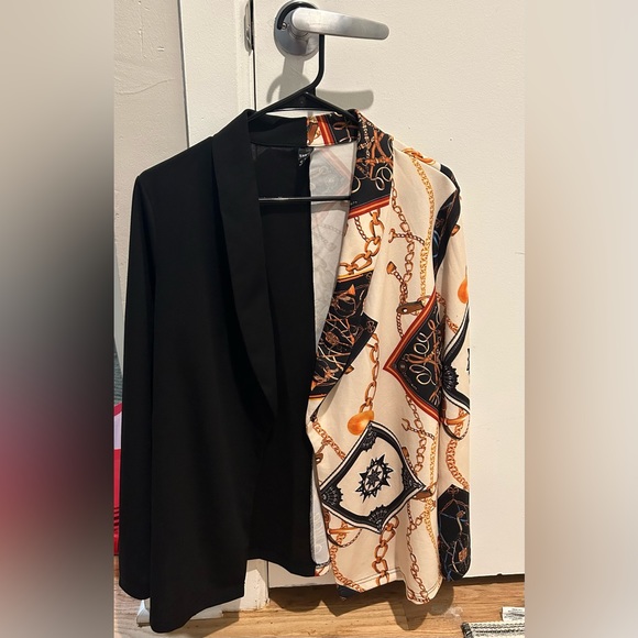 SHEIN | Jackets & Coats | Women Blazer Half Black Half Design | Poshmark